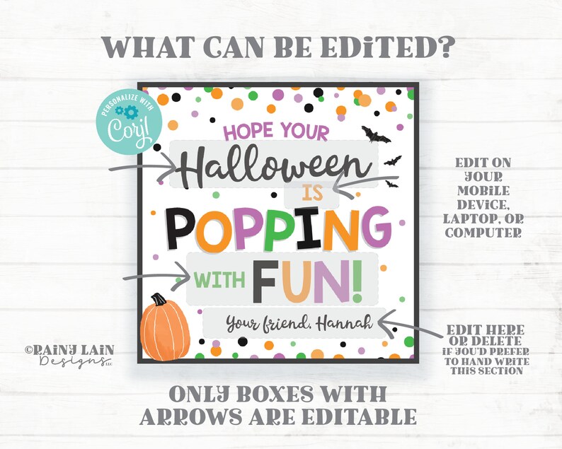 Halloween Pop Gift Tag Square Halloween is Popping With Fun Tag ...