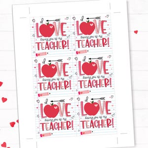 Teacher Gift Tag From Student, Valentine's Day Teacher Gift, I Love ...