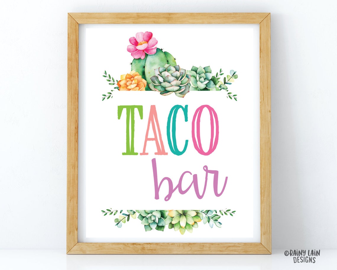 Taco Bar Sign Printable Fiesta Decorations Fiesta Decor | Etsy