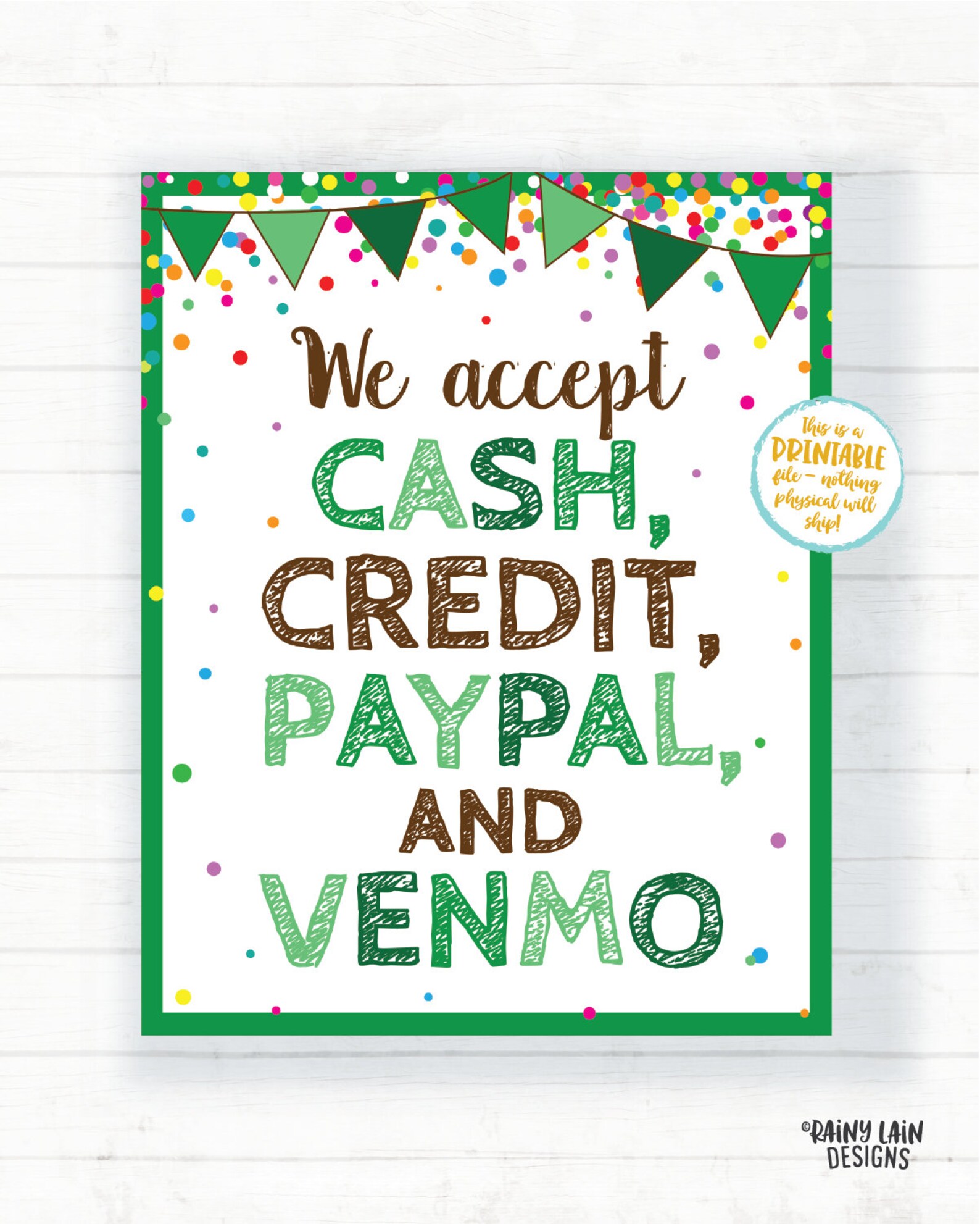 We Accept Cash Credit Paypal Venmo Sign Cookie Booth | Etsy
