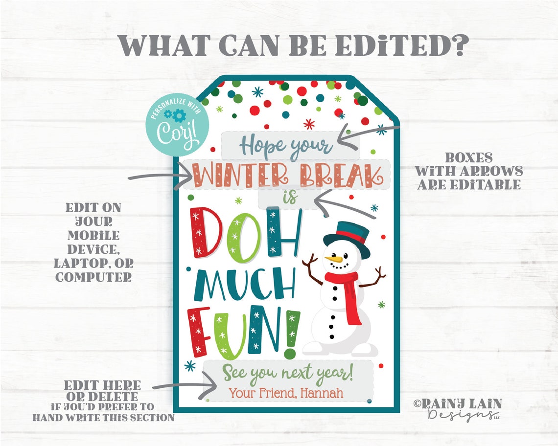 Winter Break Doh Much Fun Tag Play Dough Gift Christmas - Etsy