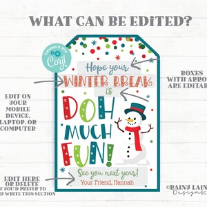 Winter Break Doh Much Fun Tag Play Dough Gift Christmas Holiday ...