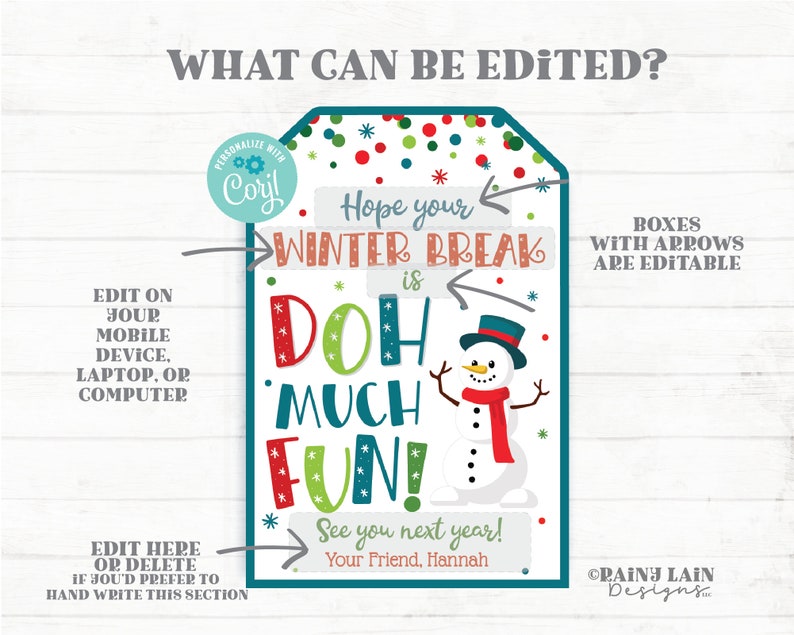 Winter Break Doh Much Fun Tag Play Dough Gift Christmas - Etsy