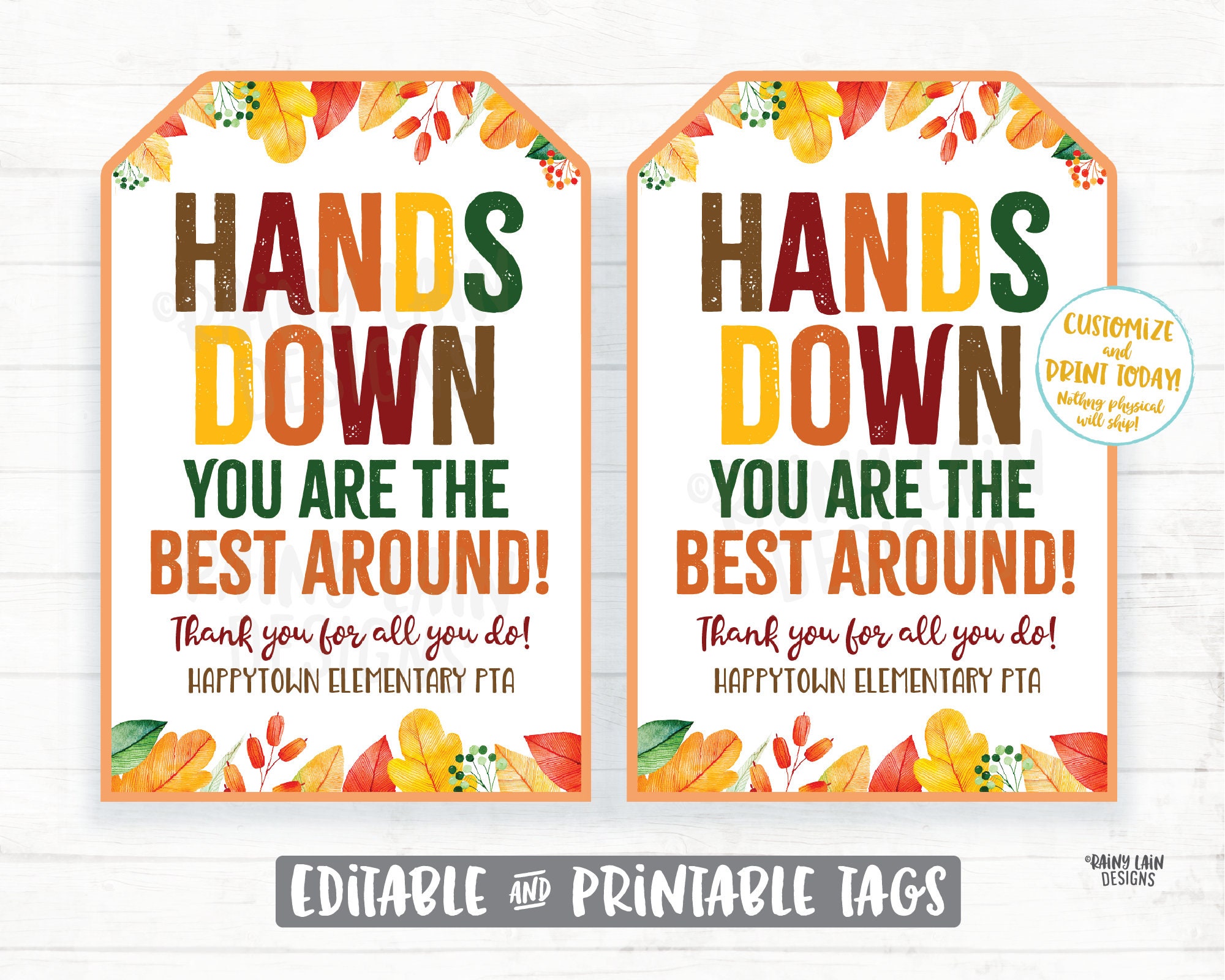 Hands Down You're the Best Around Tag Fall Sanitizer Gift - Etsy