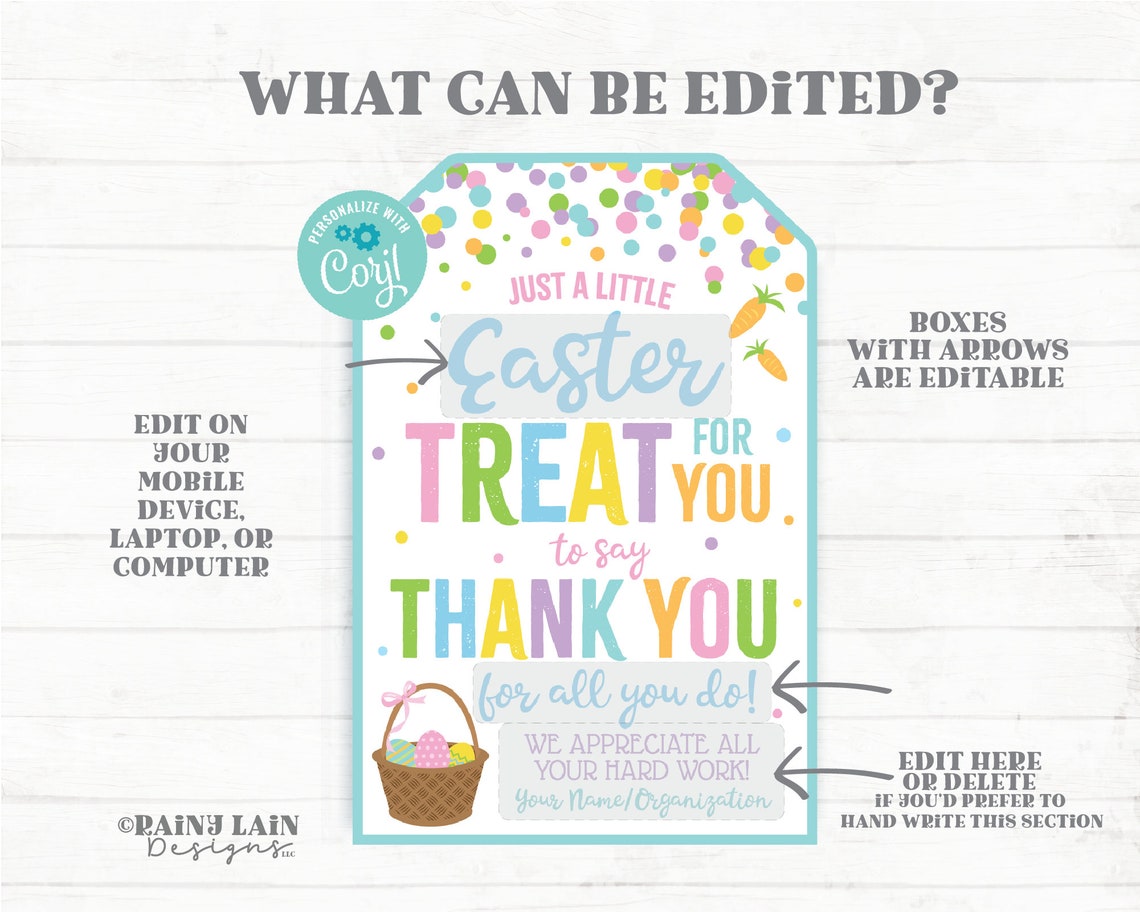 Easter Treat for You to Say Thank You for All You Do Tag - Etsy