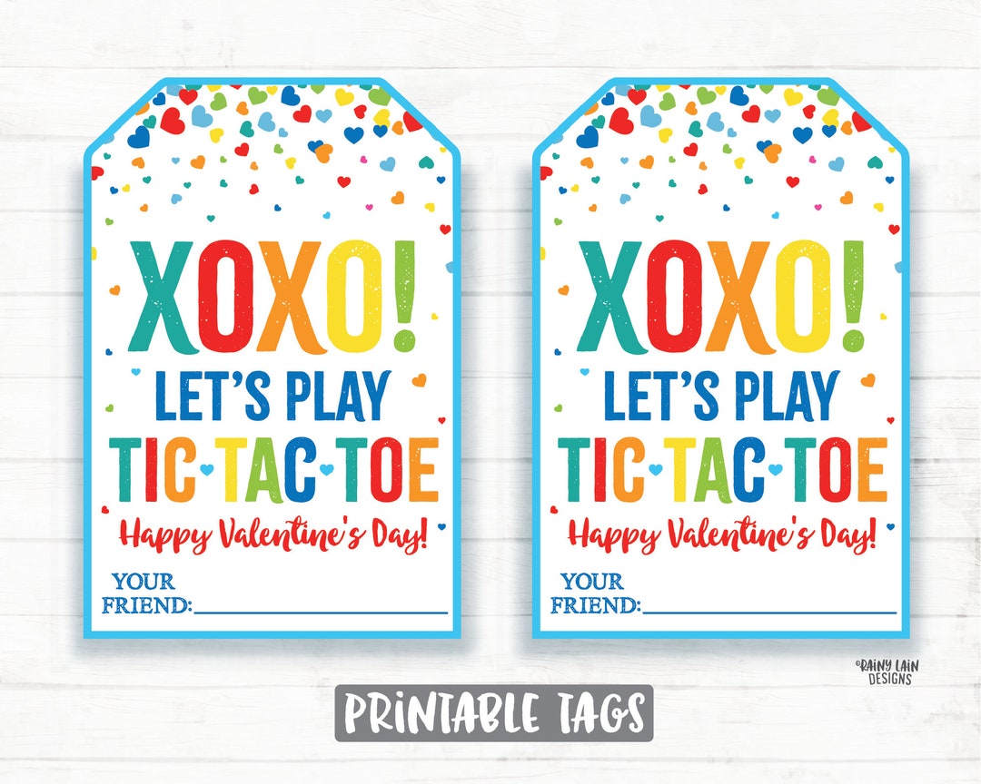 Tic Tac Toe Valentine, XOXO Tags, Tic-tac-toe Valentine Tags, Game ...