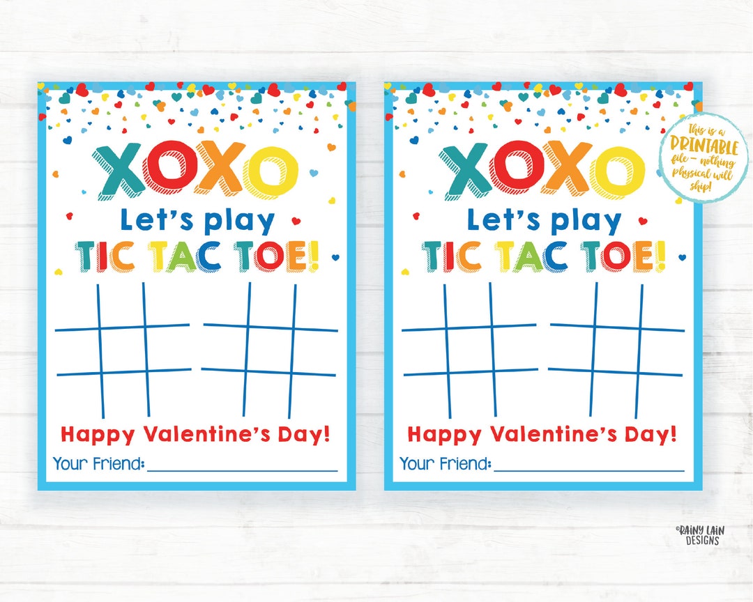 Tic Tac Toe Valentine Card, Tic-tac-toe Valentine, XOXO Valentine ...