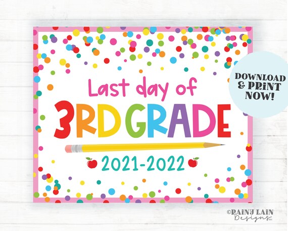 Last Day of School Sign Last Day of 3rd Grade Third Grade End - Etsy