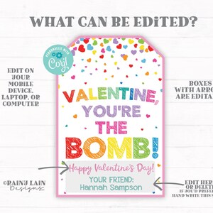 You Are the Bomb Valentine, You're the Bomb Tag, Bath Bomb Valentine ...