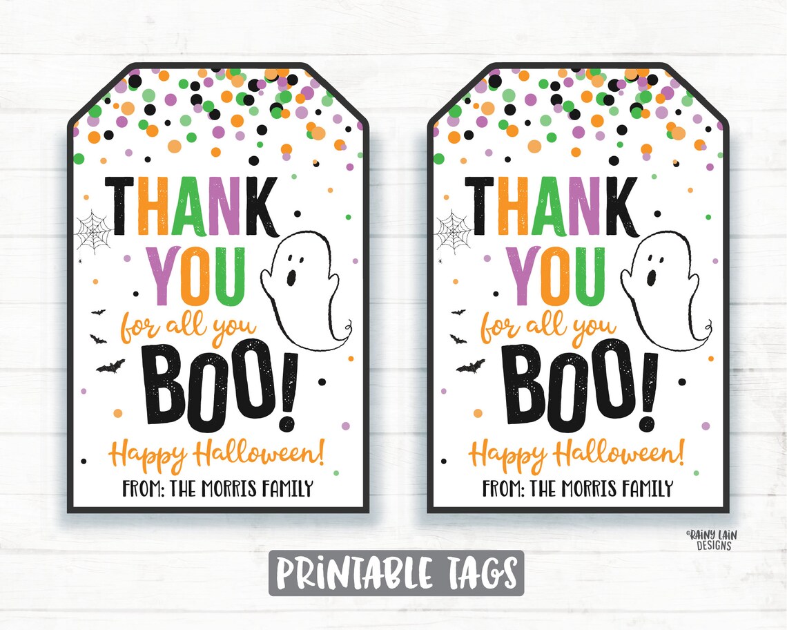 Thank You for All You Boo Tags Halloween Tags Printable - Etsy