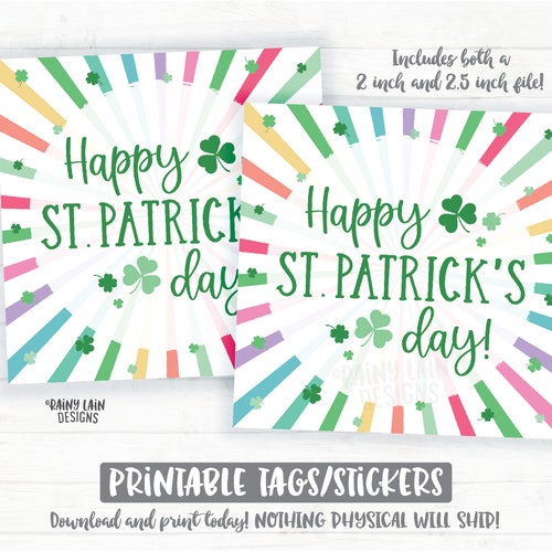 Happy St. Patrick's Day Rainbow Gift Tag - Etsy