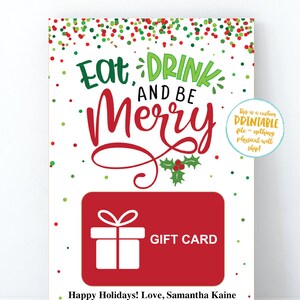 Holiday Gift Card Holder, Christmas Gift Card Holder, Eat Drink and Be ...