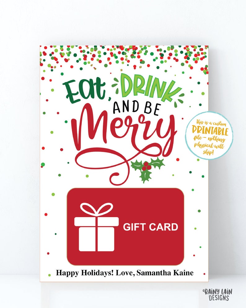 Holiday Gift Card Holder, Christmas Gift Card Holder, Eat Drink and Be ...