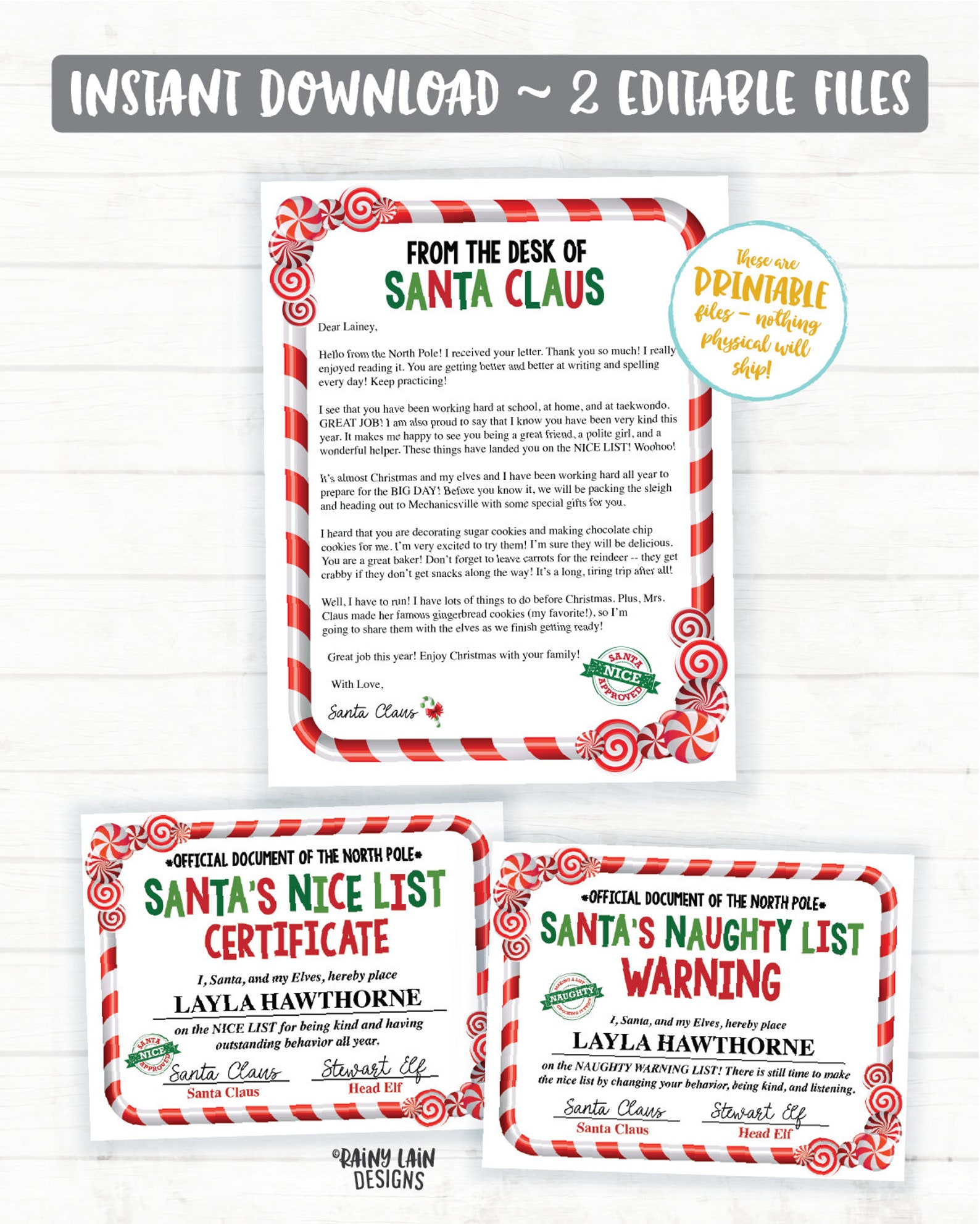 Letter From Santa Santa Certificate Nice List Certificate - Etsy