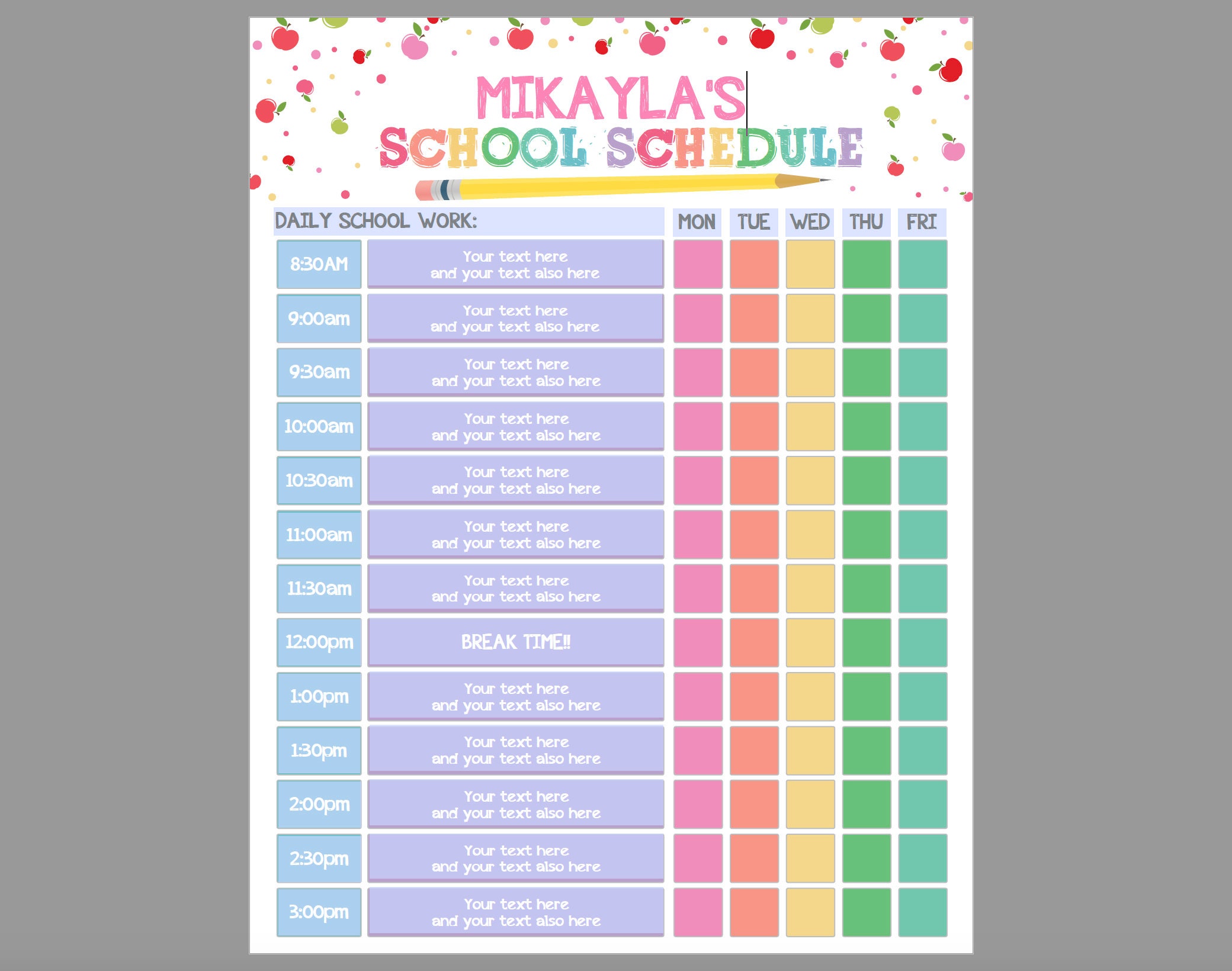 Editable Home School Schedule, Printable Homeschool Planner, Homework ...