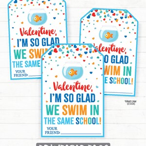 Goldfish Valentine, Swim in Same School Valentine, Goldfish Tag, Fish ...