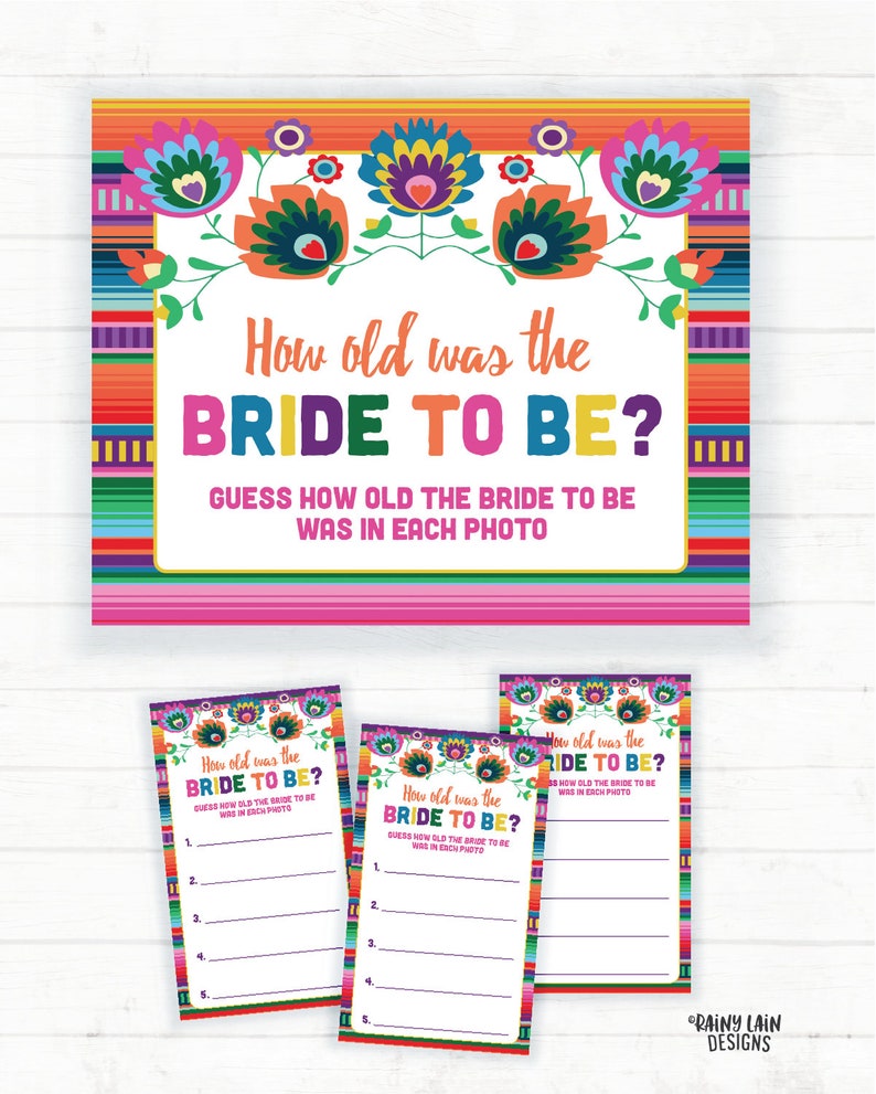 How Old Was the Bride to Be Game, Bridal Shower Games, Fiesta Games ...