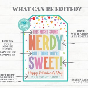 This Might Sound Nerdy but I Think You're Sweet Valentine, Editable ...
