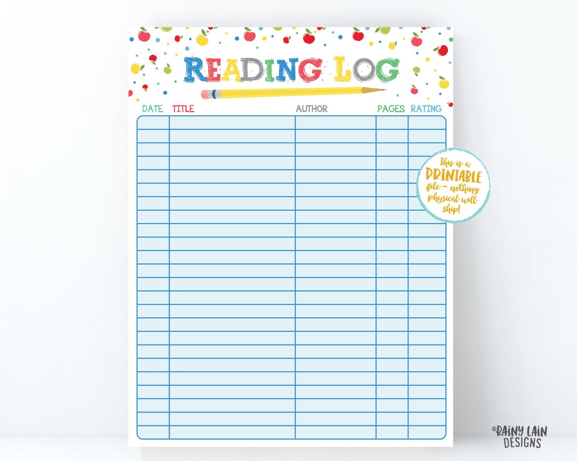 Reading Log Printable Reading Log for Kids Spring Reading - Etsy