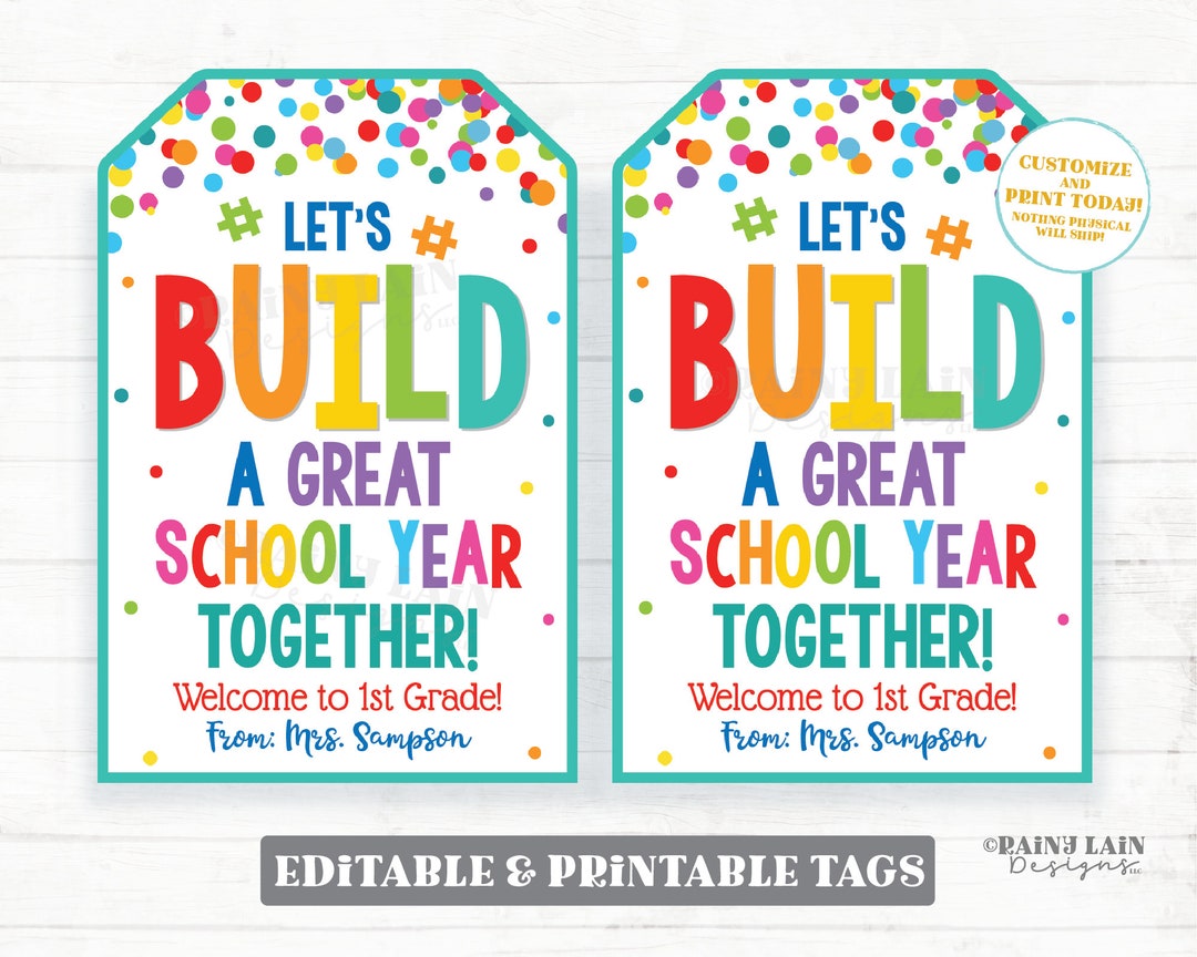 Let's Build A Great School Year Together Tag Editable Building Blocks ...
