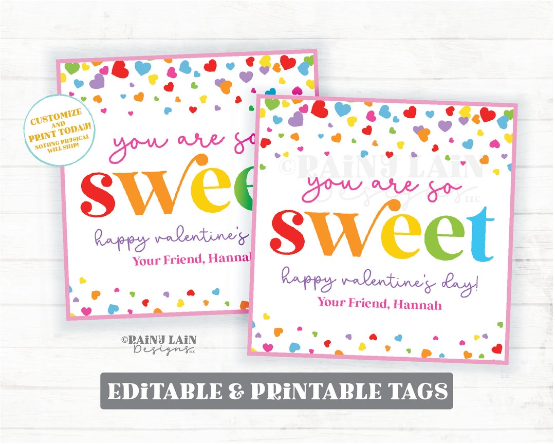 You Are so Sweet Valentine Tags, Valentine's Day Treat, Homemade Gift ...