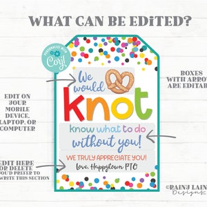 Knot Gift Tag Know What to Do Without You Pretzel We Appreciate You ...