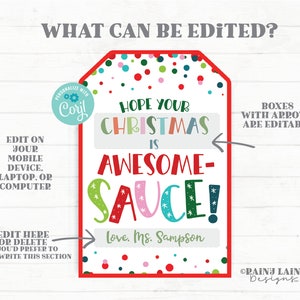 Christmas is Awesome Sauce Tag Holiday Applesauce Pouch Gift Tag From ...
