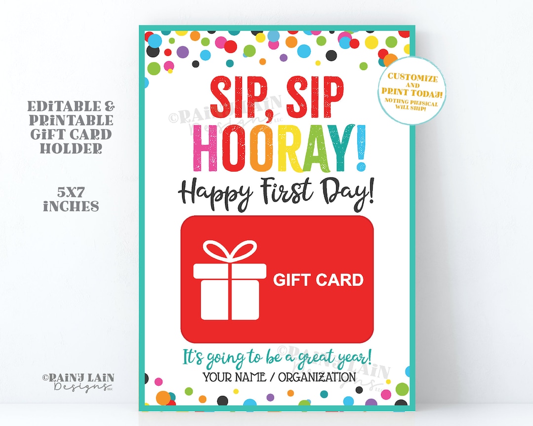 Sip Sip Hooray Gift Card Holder First Day of School Giftcard From Group ...