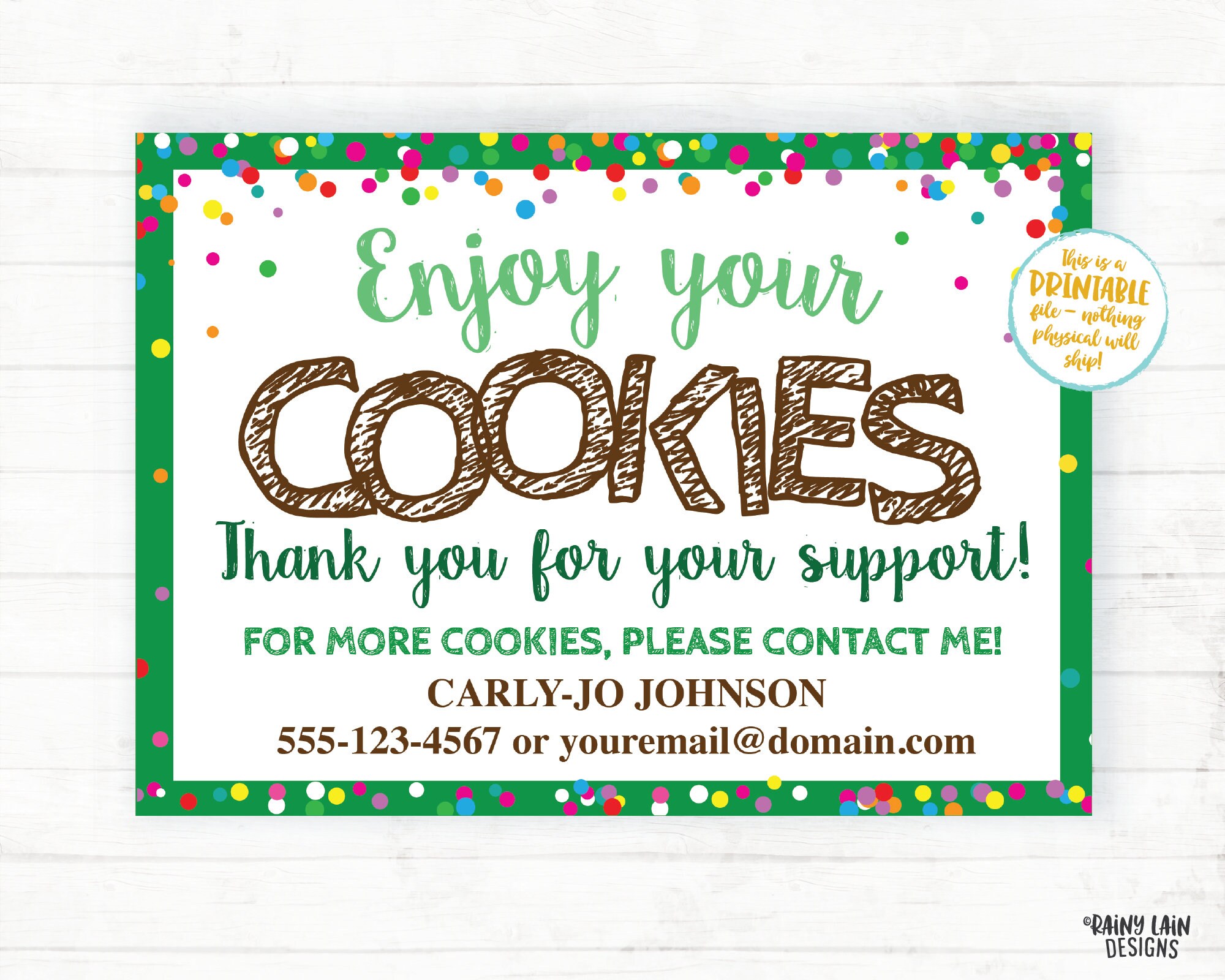 Editable Thank you Notes Cookie Thank You Note Thank You | Etsy