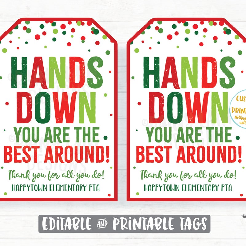 Hands Down Your the Best Around Christmas Tag - Etsy