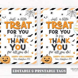 Editable Halloween Treat Tag, Treat for You to Say Thank You for All ...