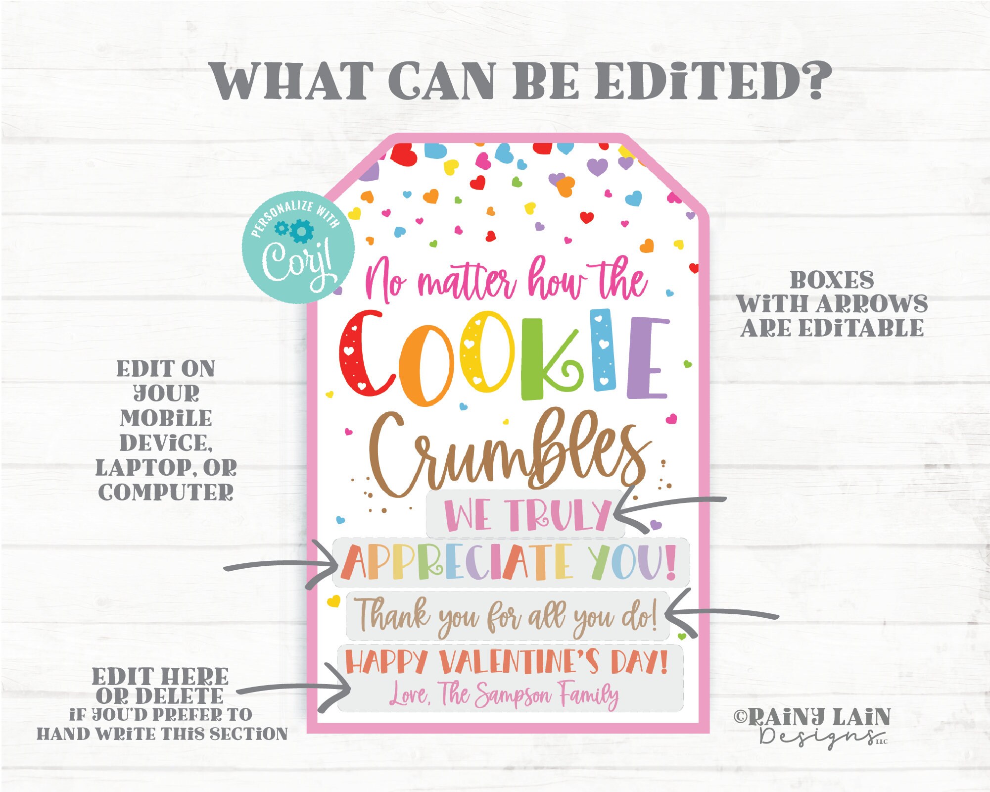 No Matter How the Cookie Crumbles Tag, Valentines Day Cookie Gift ...