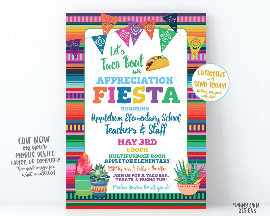 Teacher Appreciation Invitation Let's Taco Bout an Appreciation Fiesta ...