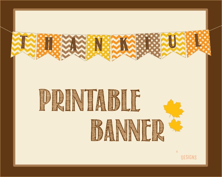 Thankful Printable Banner Thankful Banner Thankful Sign | Etsy