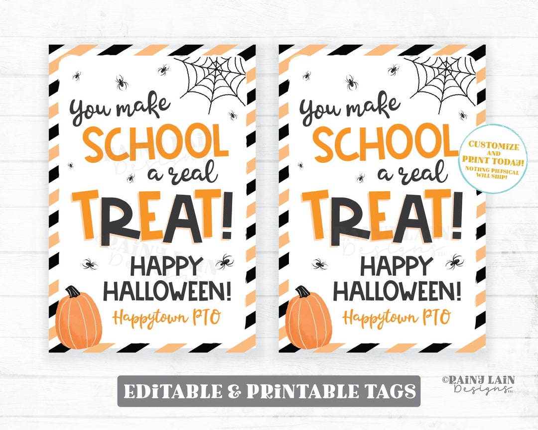 Halloween Gift Tag You Make School a Real Treat From Teacher to Student ...