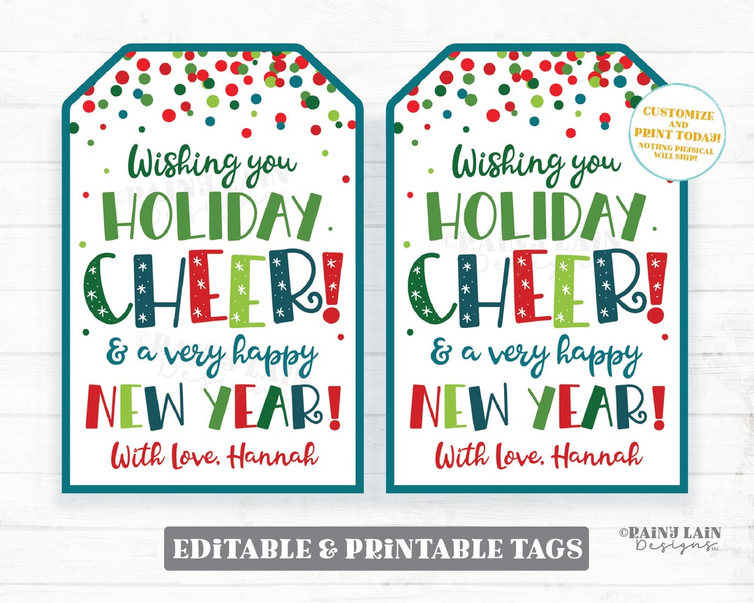 Wishing You Holiday Cheer and a Happy New Year Holiday Gift Tag ...