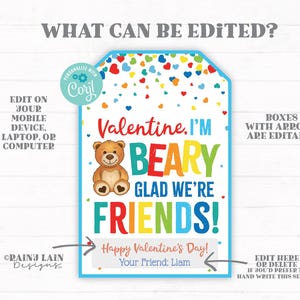 Beary Glad We're Friends Valentine, Bear Valentine, Gummy Bears ...