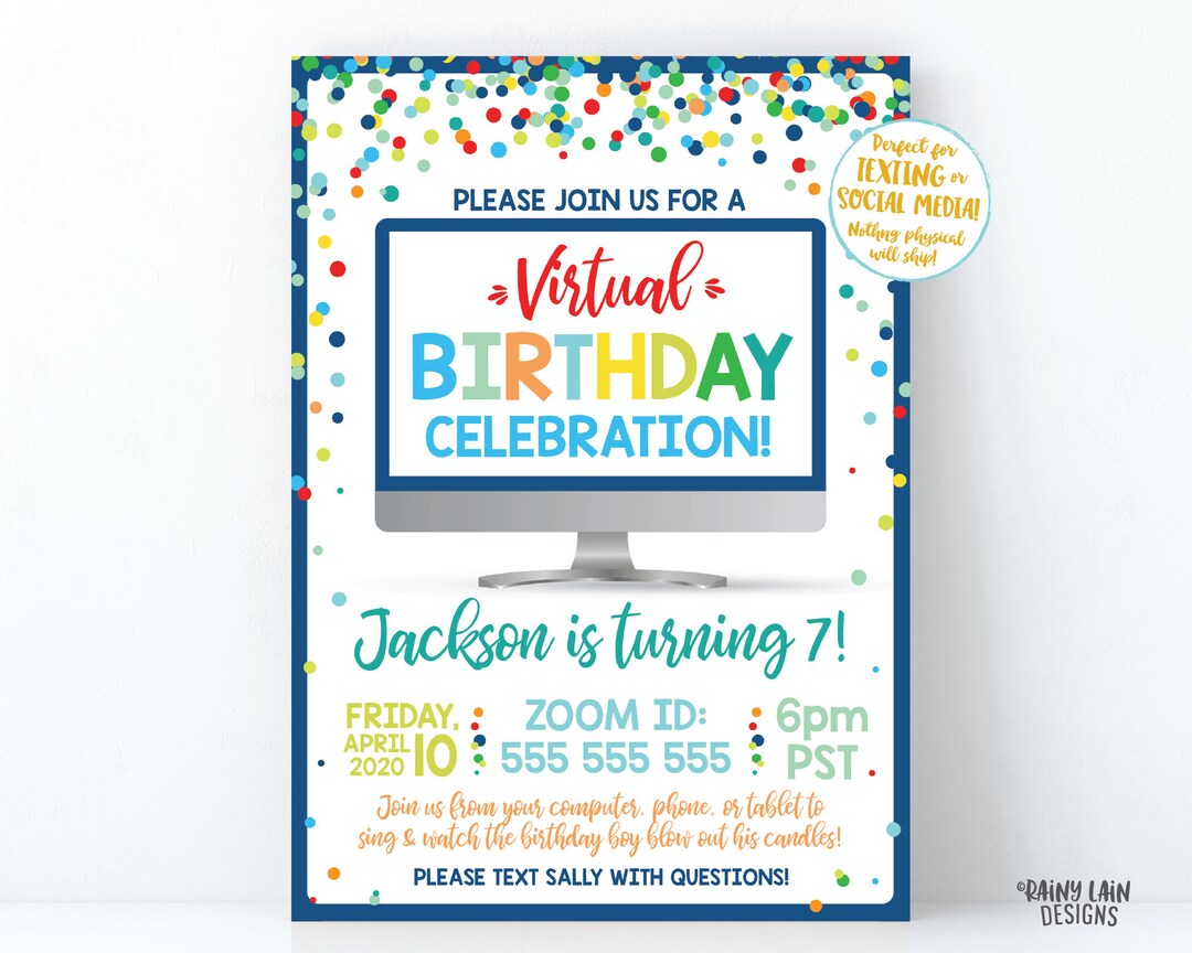 Virtual Birthday Party Invitation Virtual Party Invitation - Etsy
