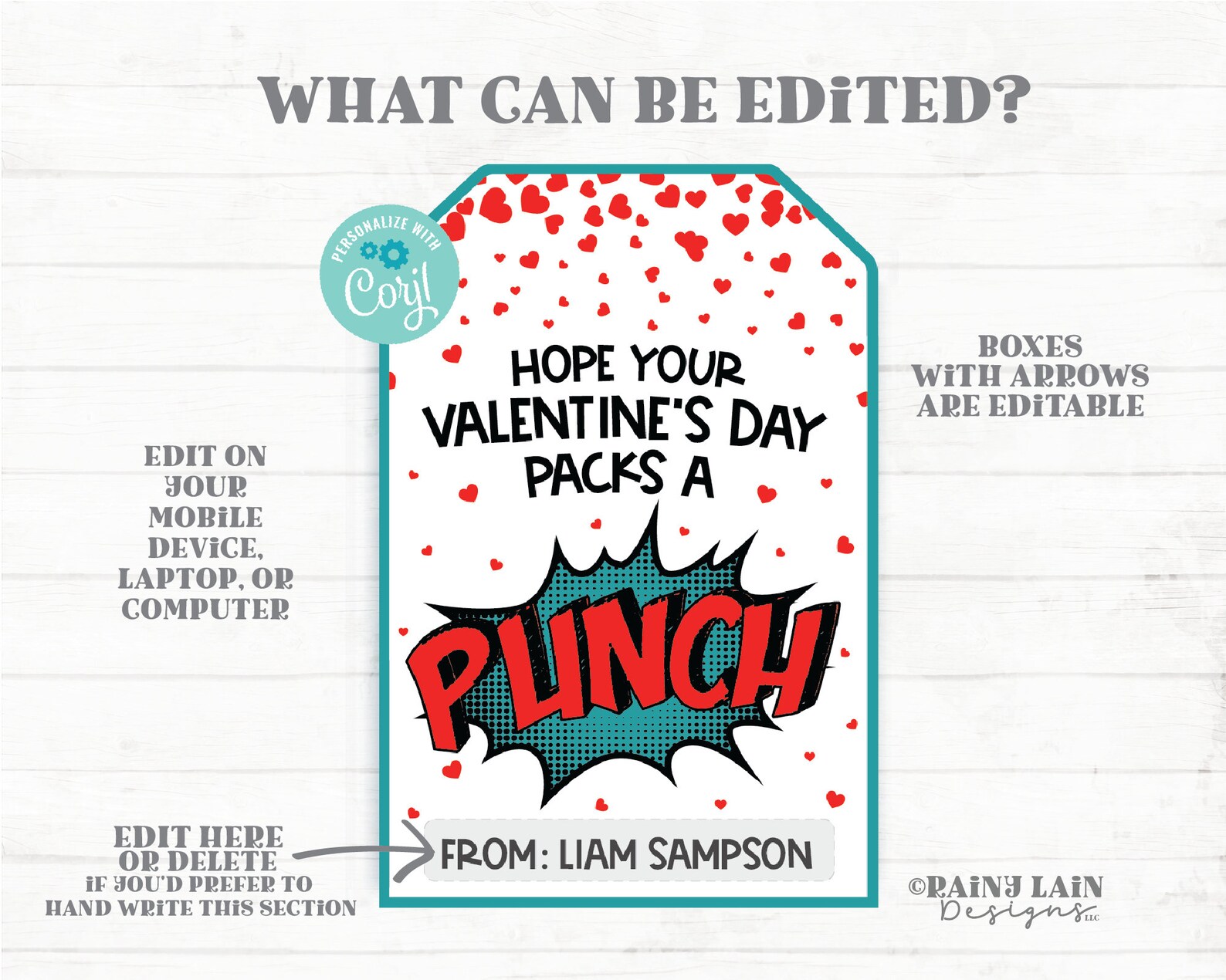Packs a Punch Valentine Tag, Punch Balloon, Juice, Fruit Punch, Comic ...