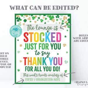 Teacher's Lounge Sign St Patrick's Day Lounge Stocked Refrigerator ...