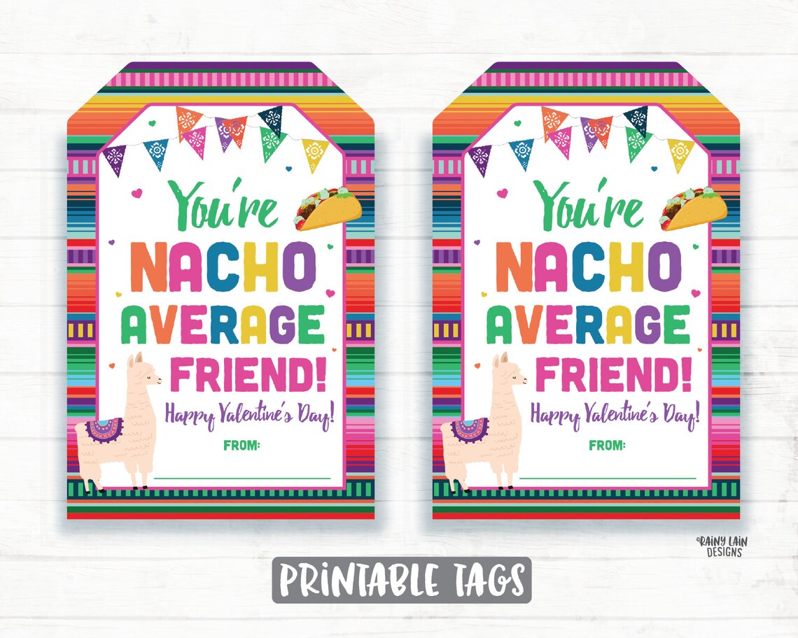 Nacho Average Valentine Chips Valentine Tags Llama - Etsy