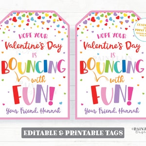 Ball Valentine Tag, Bouncing With Fun Valentine's Day, Bouncy Gift ...