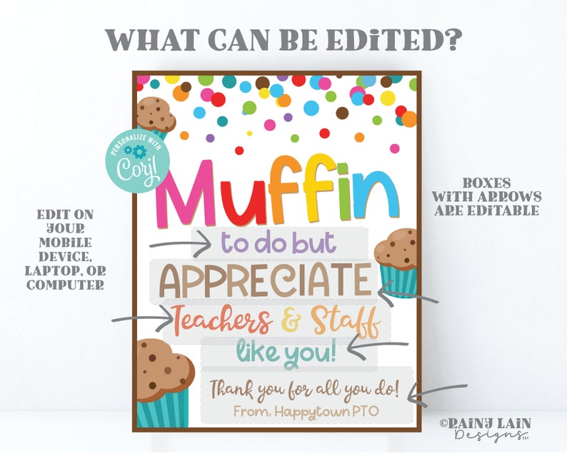 Muffin to Do but Appreciate Teachers and Staff Like You Sign - Etsy