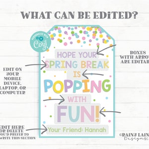 Hope Your Spring Break is Popping With Fun Tags Easter Gift Tags Spring ...