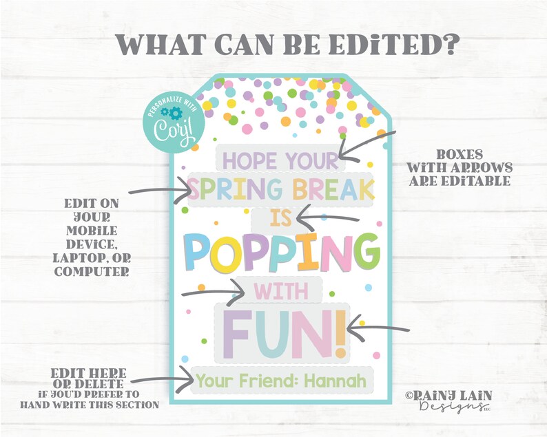 Hope Your Spring Break is Popping With Fun Tags Easter Gift Tags Spring ...