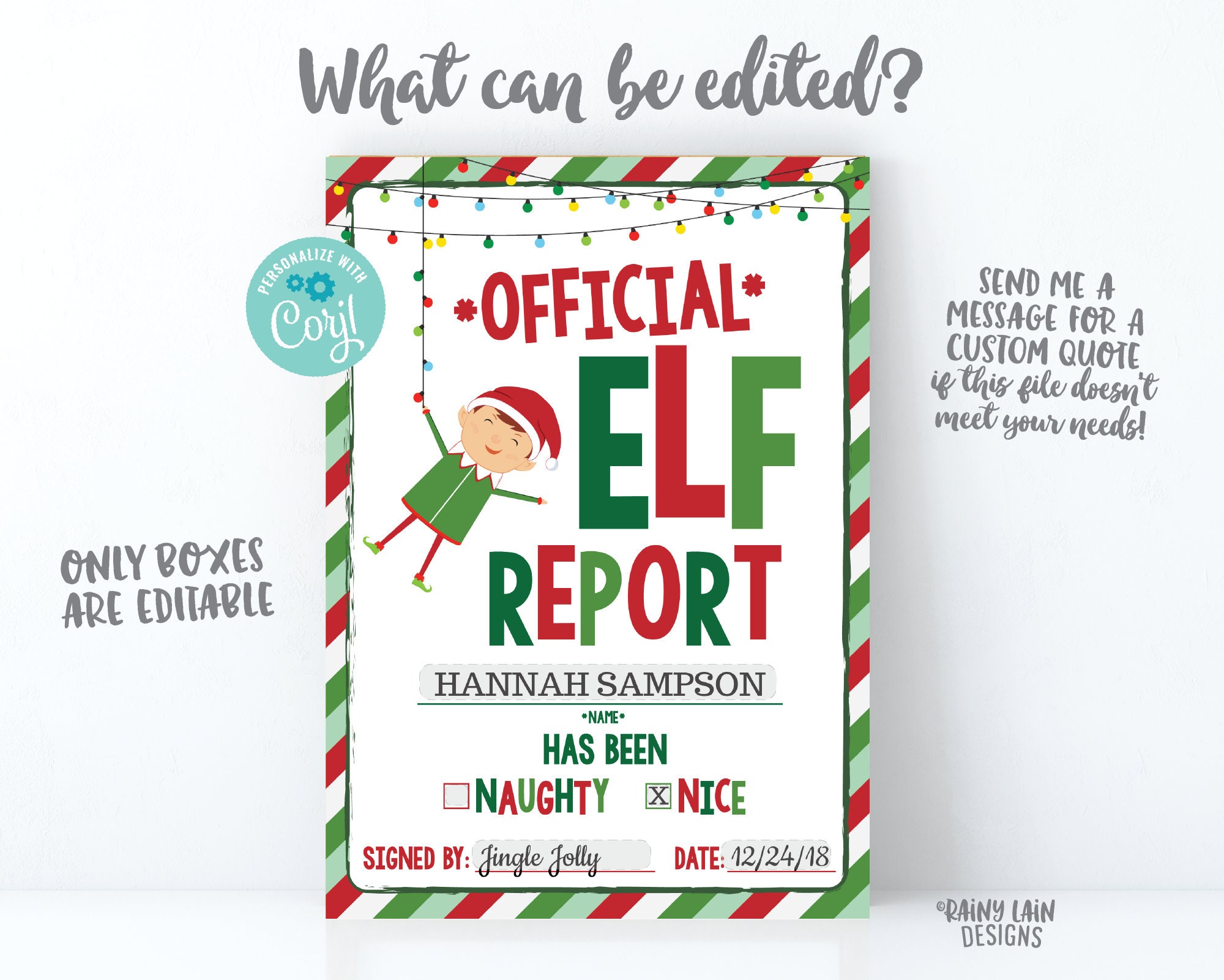 Editable Elf Report Printable Elf Report Card Official North | Etsy