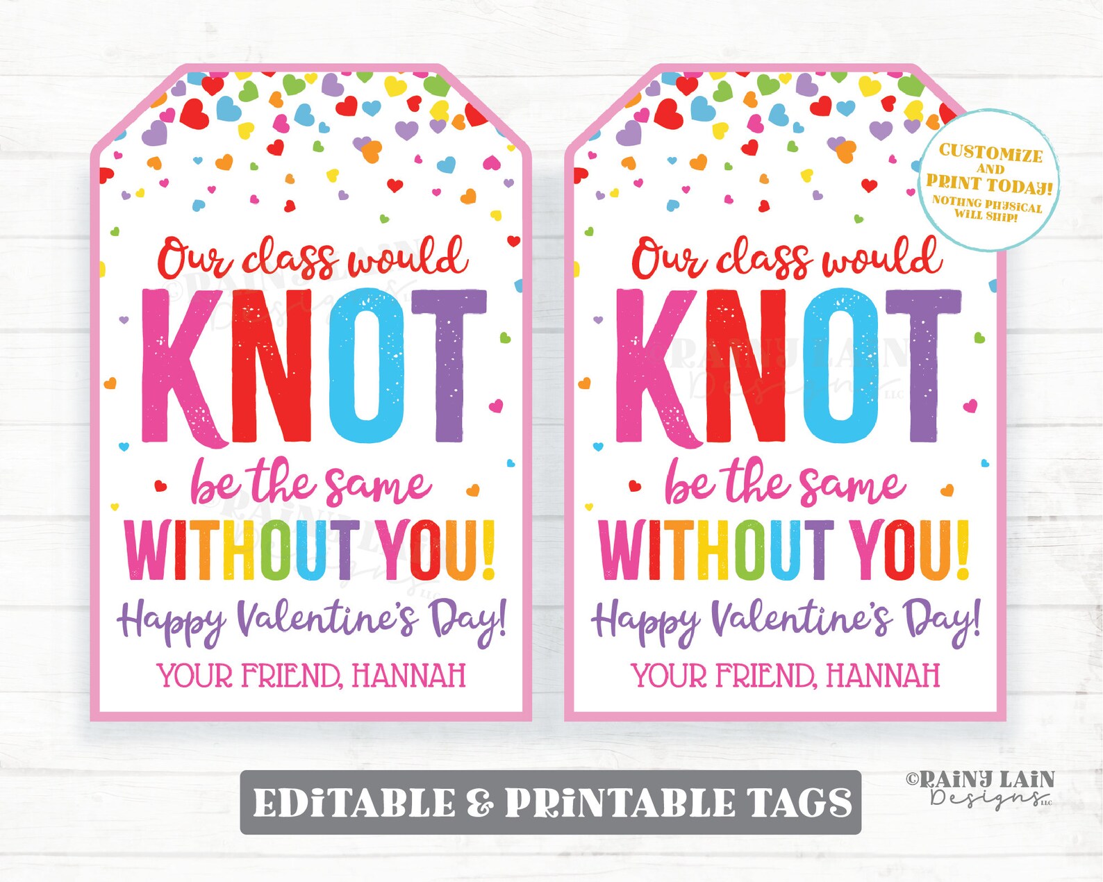 Knot Be the Same Without You Valentine Tag, Friendship Bracelet ...