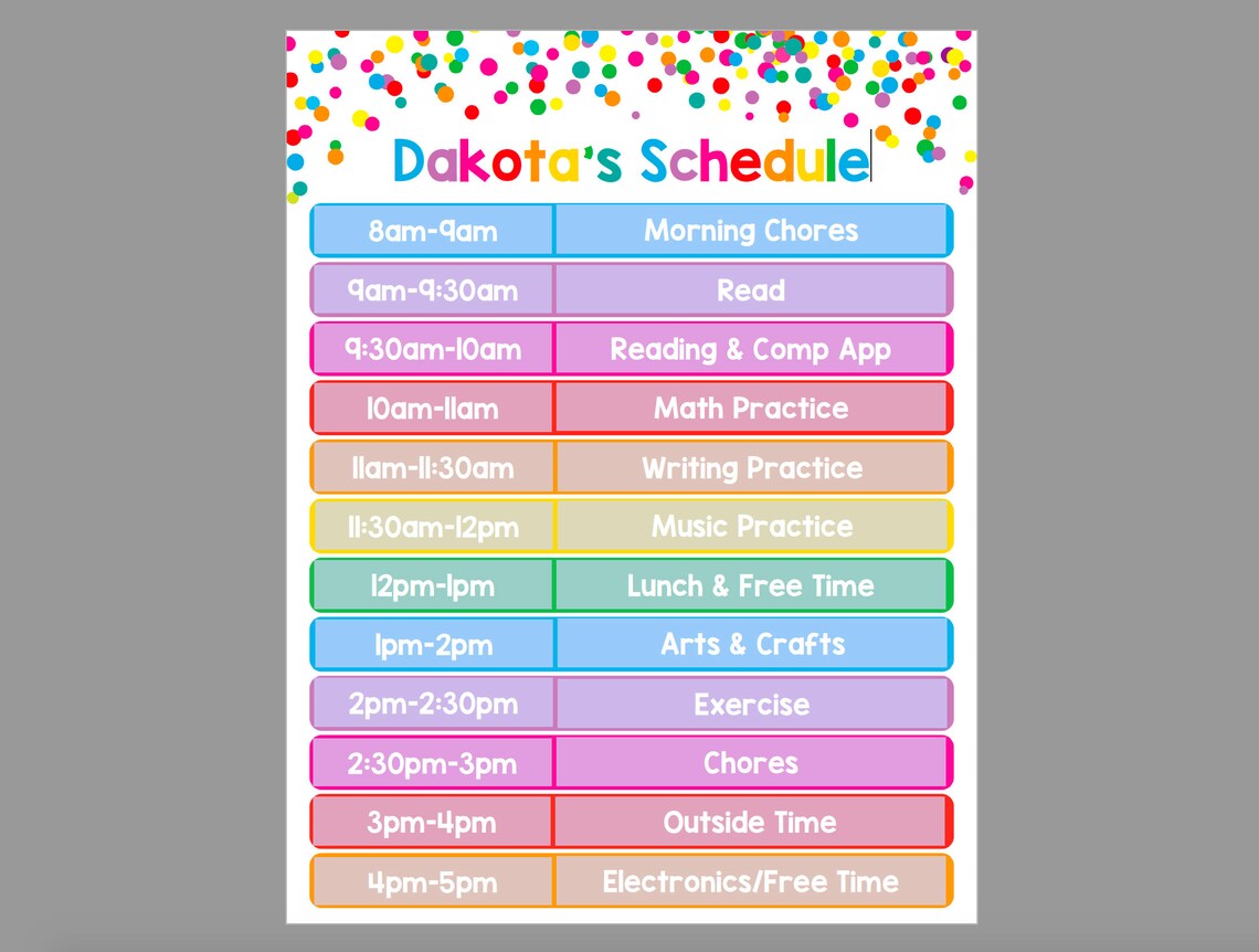 Kids Home School Schedule Printable Editable Daily Schedule - Etsy