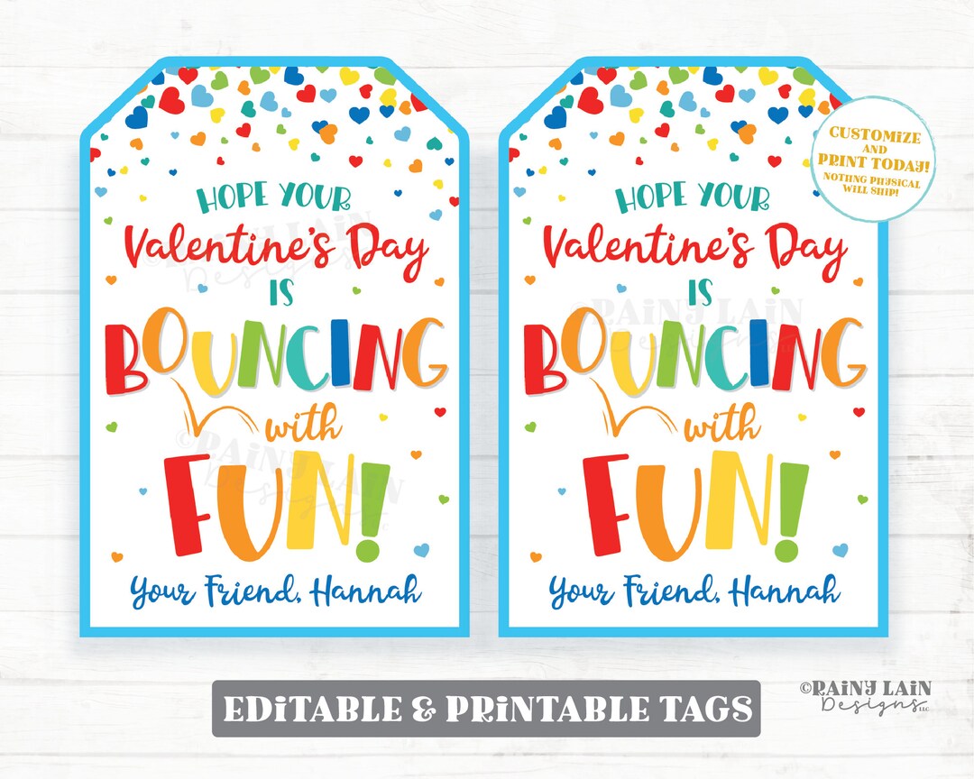 Bouncing With Fun Valentine Tag, Valentine's Day Bouncy Ball Gift ...