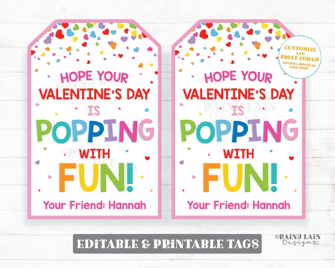 Valentine Pop Gift Tag Popping With Fun Tag Pop Fidget Toy - Etsy